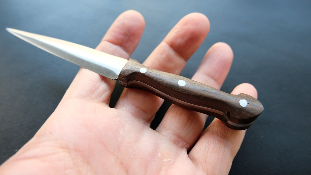Mini Dagger Knife With Leather Sheath (Walnut Wood Handle) – cal38