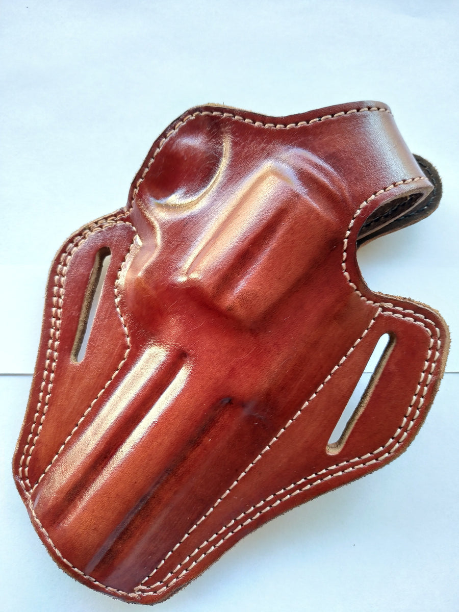 Leather Belt owb Holster For Colt Trooper 357 Magnum 4 inch barrel – cal38